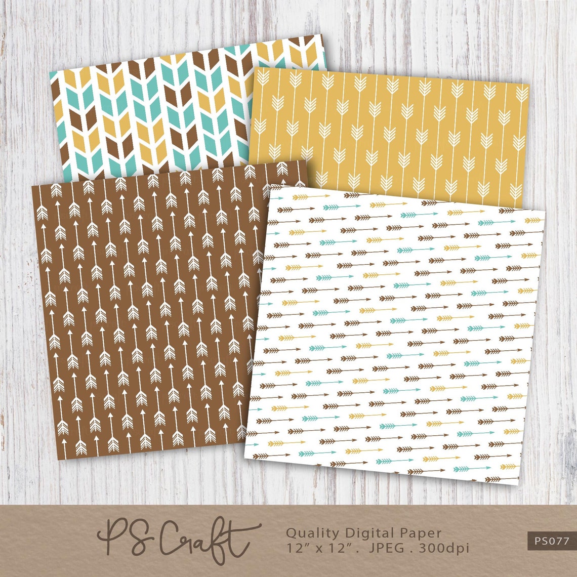 Brown & Teal Arrows Digital Papers SEAMLESS Arrows Papers | Etsy