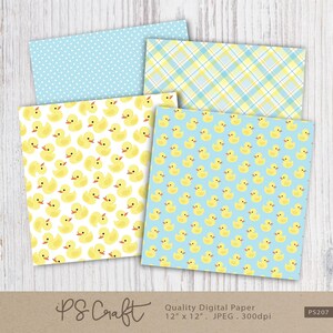 Rubber Duck Digital Paper, SEAMLESS Yellow and Blue Digital Papers With ...