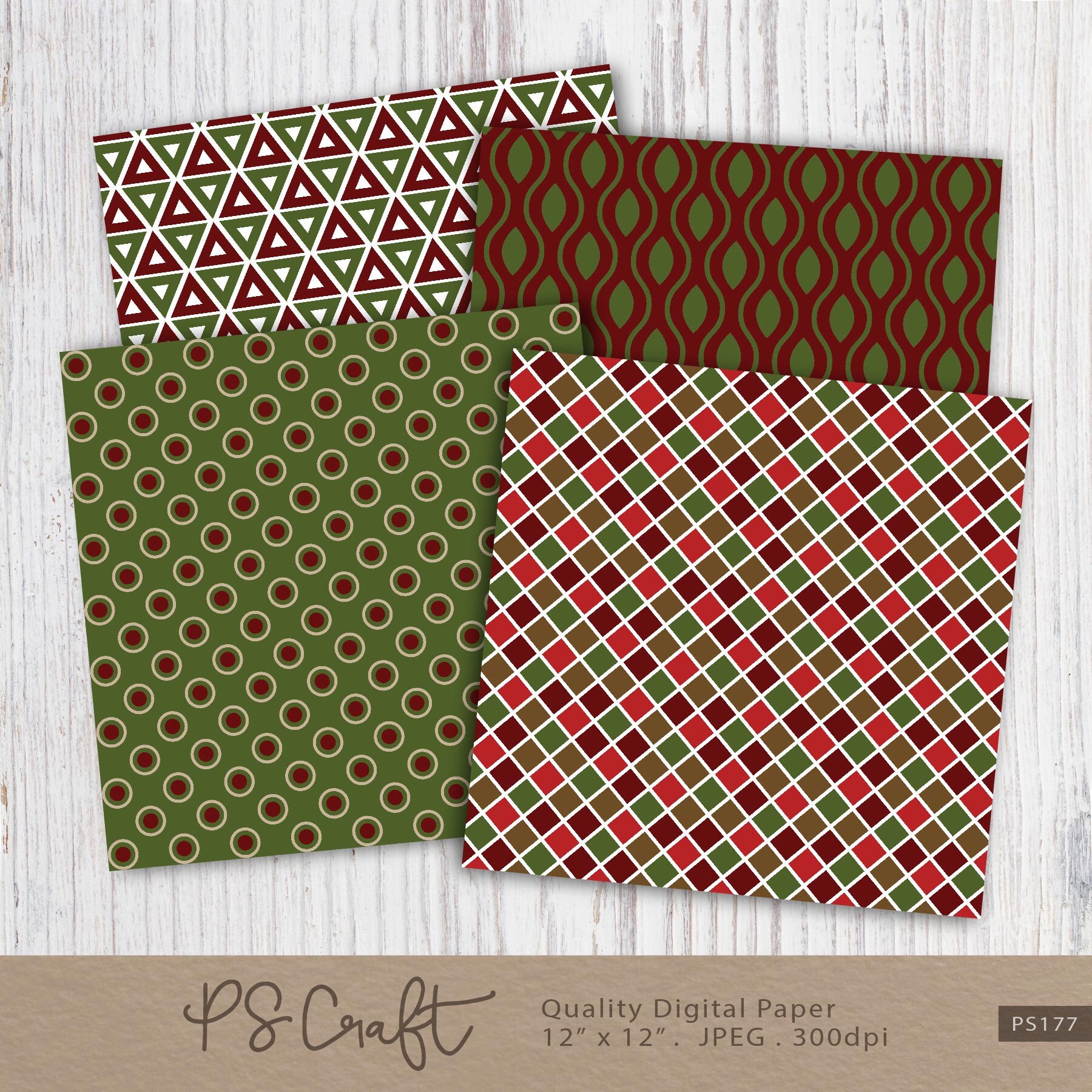 Christmas Geometric Digital Paper SEAMLESS Xmas Digital - Etsy