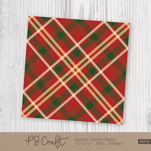 Christmas Plaid Digital Paper, SEAMLESS Plaid Digital Paper, Xmas ...