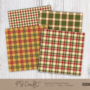 Christmas Plaid Digital Paper, SEAMLESS Plaid Digital Paper, Tartan ...