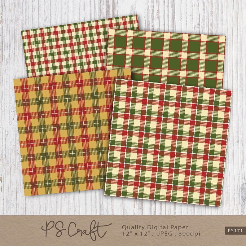 Christmas Plaid Digital Paper, SEAMLESS Plaid Digital Paper, Tartan ...