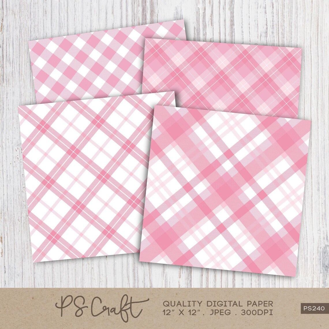 SEAMLESS Pink Plaid Digital Paper Gingham Tartan Plaid | Etsy