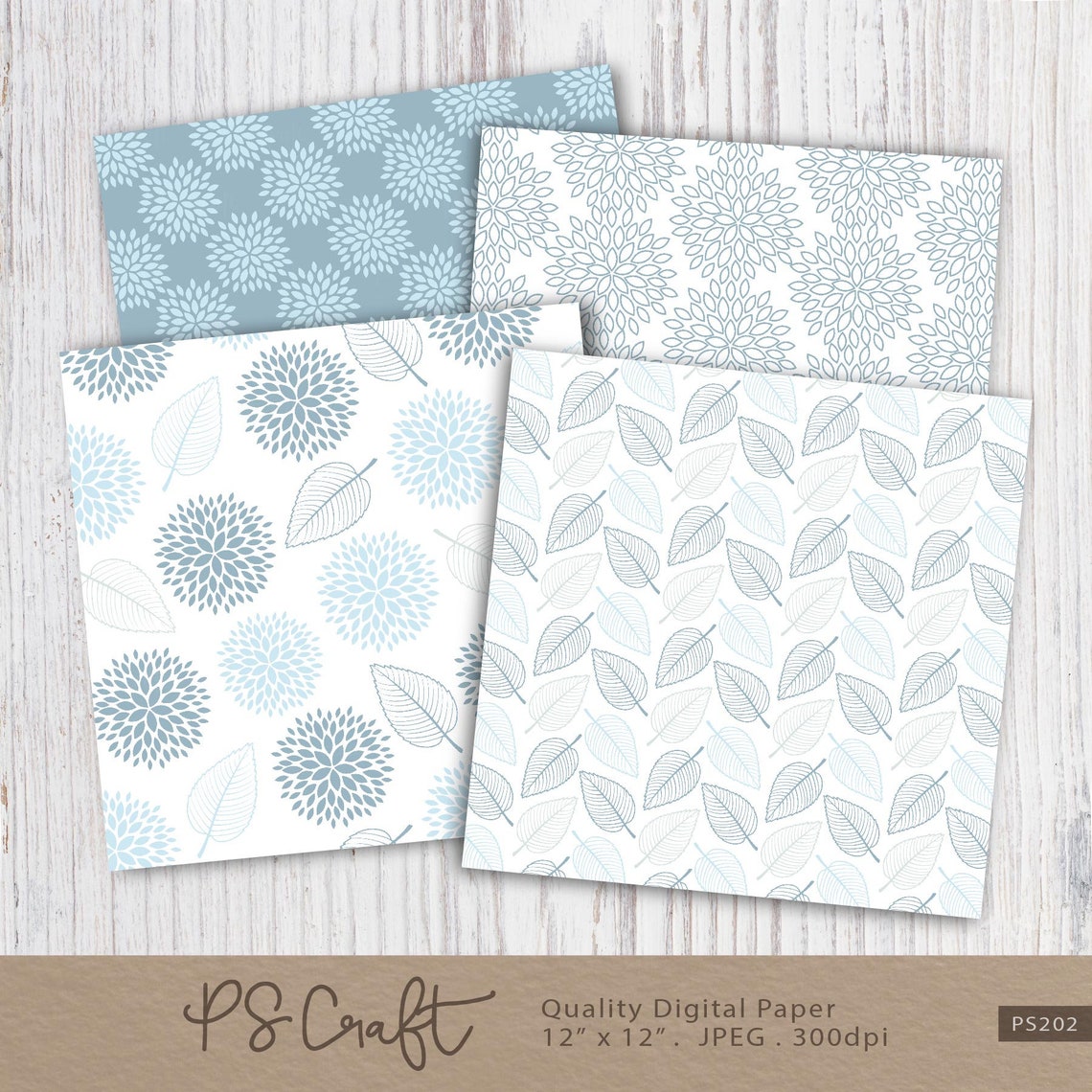 Dahlia Digital Paper Seamless Dahlia Papers Blue Floral - Etsy