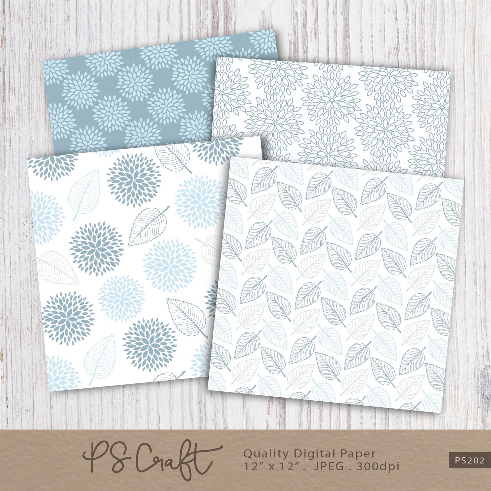 Dahlia Digital Paper Seamless Dahlia Papers Blue Floral - Etsy