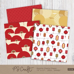 Chinese New Year Digital Paper, Lunar New Year Digital Paper, Asian ...