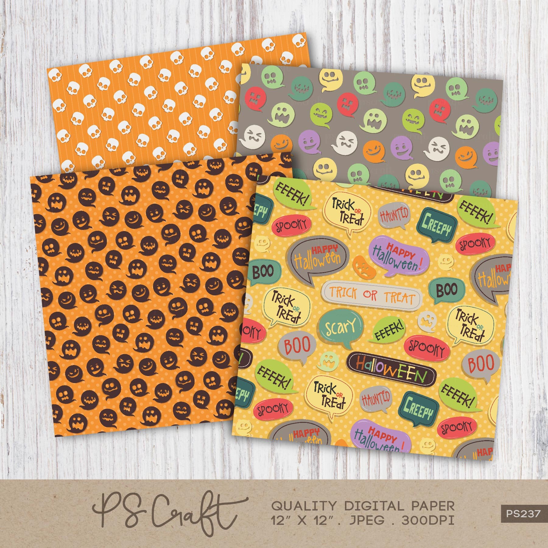 Cute Halloween Digital Paper, Seamless Pattern (instant Download) - Etsy