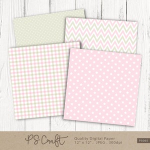Baby Pink Digital Papers, New Baby Girl Shower Digital Paper, Soft Pink ...