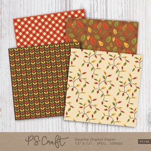 Autumn Digital Paper, SEAMLESS Fall Digital Paper, Fall Foliage Digital ...