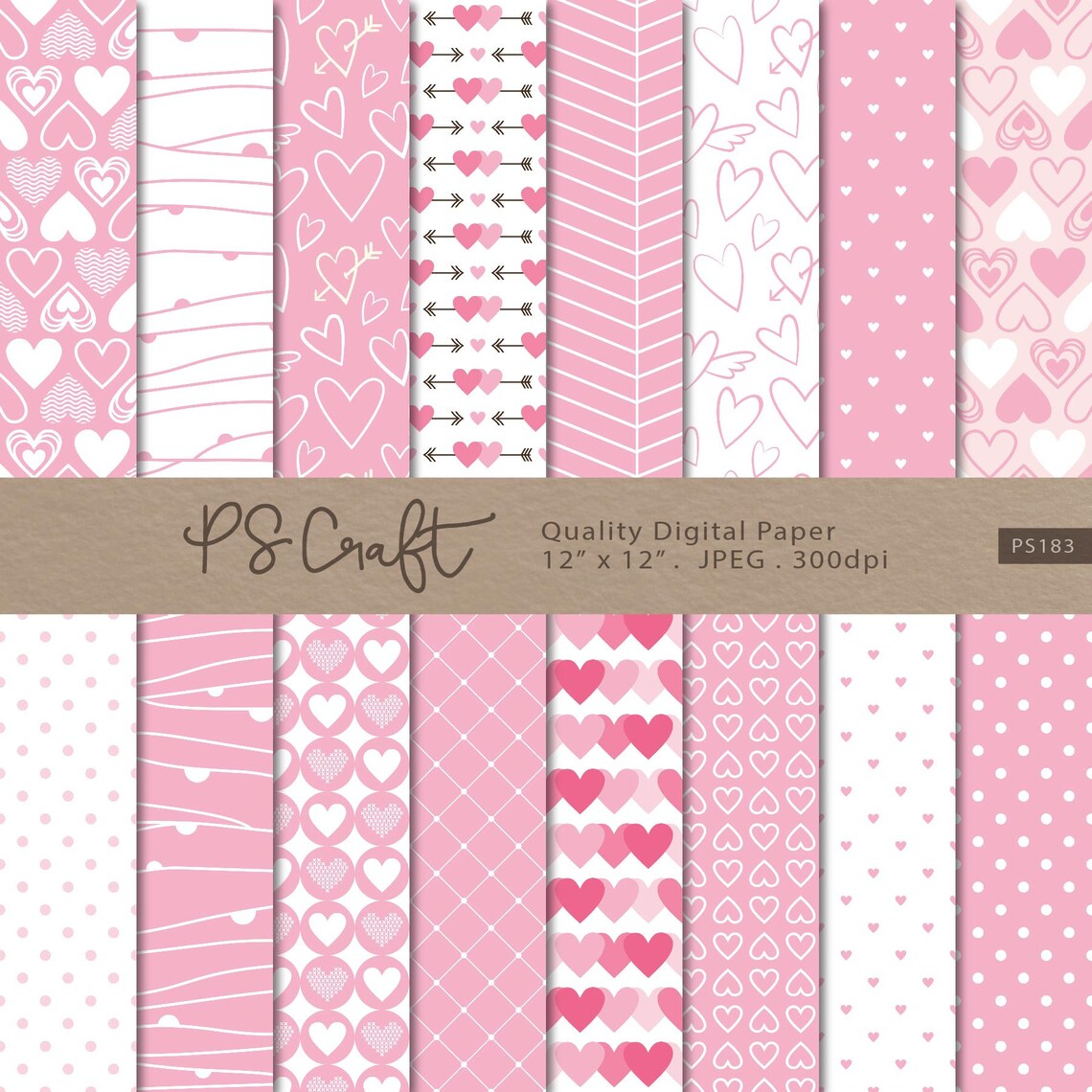 Valentine's Digital Paper Seamless Valentines Papers - Etsy