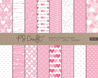 Valentine's Digital Paper, SEAMLESS Valentine's Papers, Red Digital ...