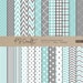 Aqua and Grey Digital Papers, New Baby Shower Digital Paper, Aqua ...