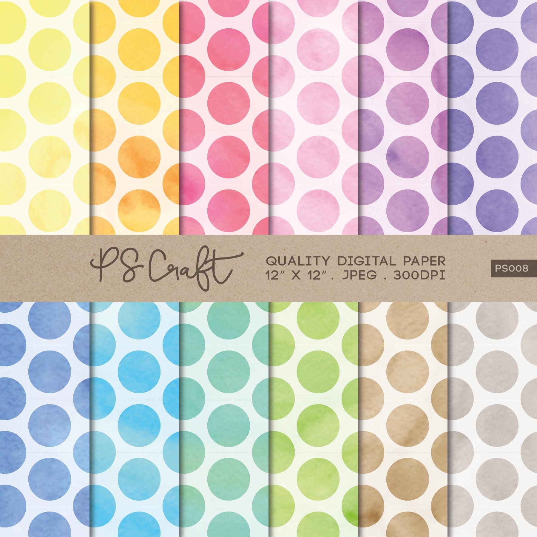 SEAMLESS Polka Dots Watercolor Digital Papers, Polka Dot Background ...