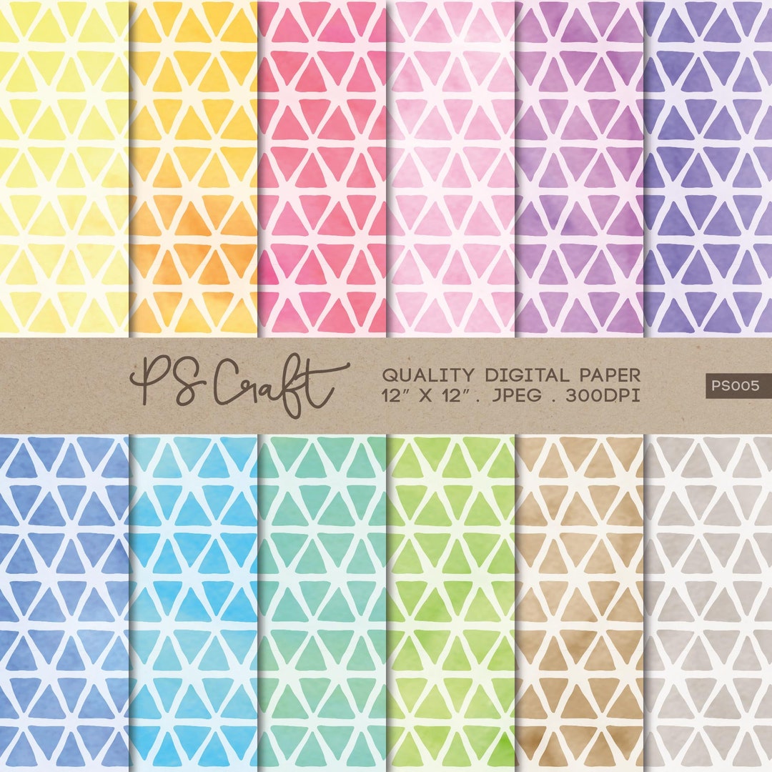 SEAMLESS Triangles Watercolor Digital Papers, Rainbow Triangles ...
