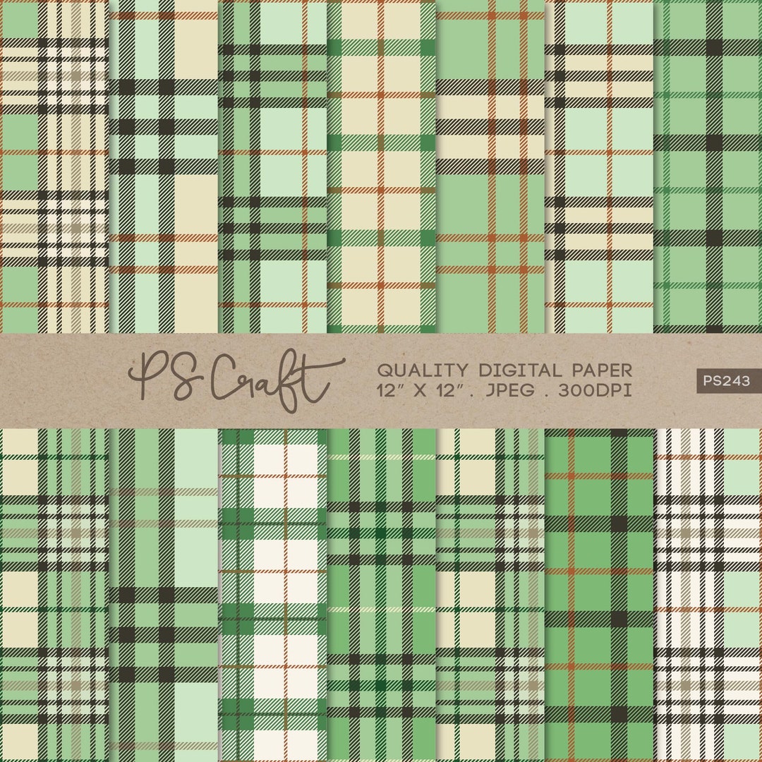 Green Tartan Digital Paper, SEAMLESS Plaid Digital Paper, Classic ...