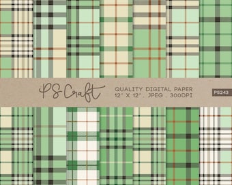 Plaid Digital Paper, SEAMLESS Plaid Digital Paper, Plaid Scrapbook ...