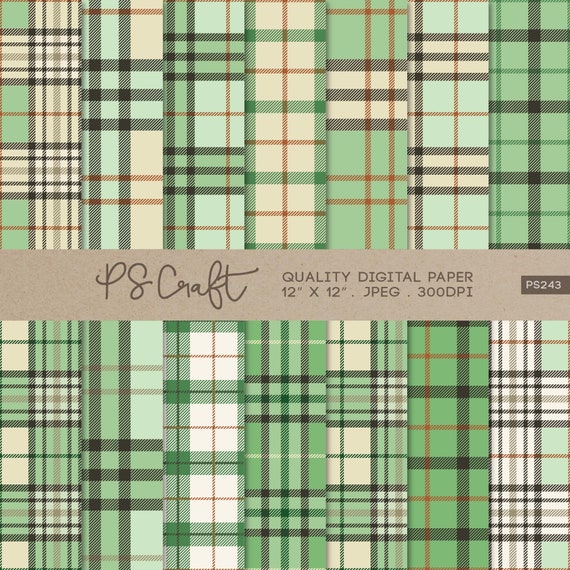 Green Tartan Digital Paper SEAMLESS Plaid Digital Paper | Etsy