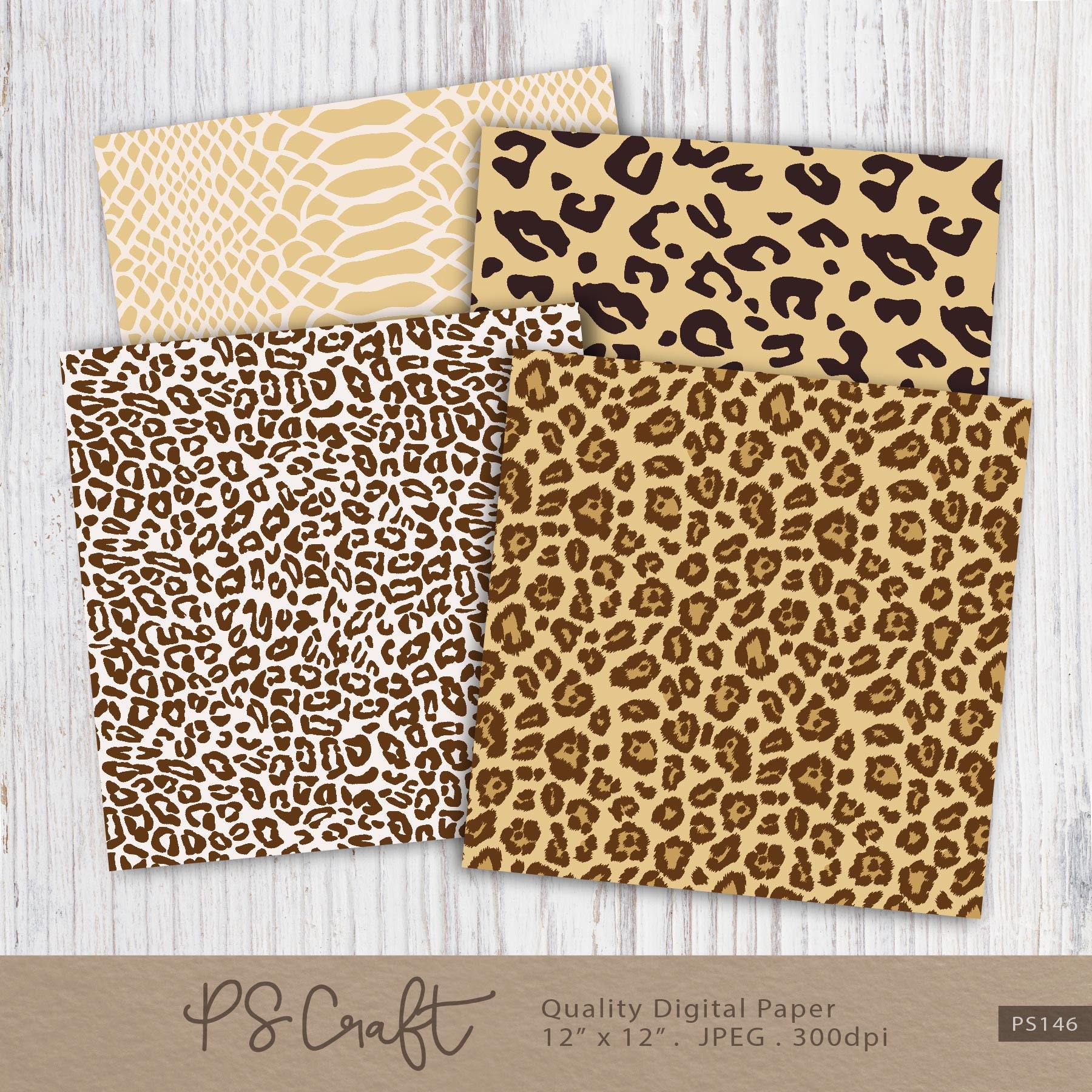 Animal Print Digital Paper, Seamless Safari Background, Zebra, Leopard ...