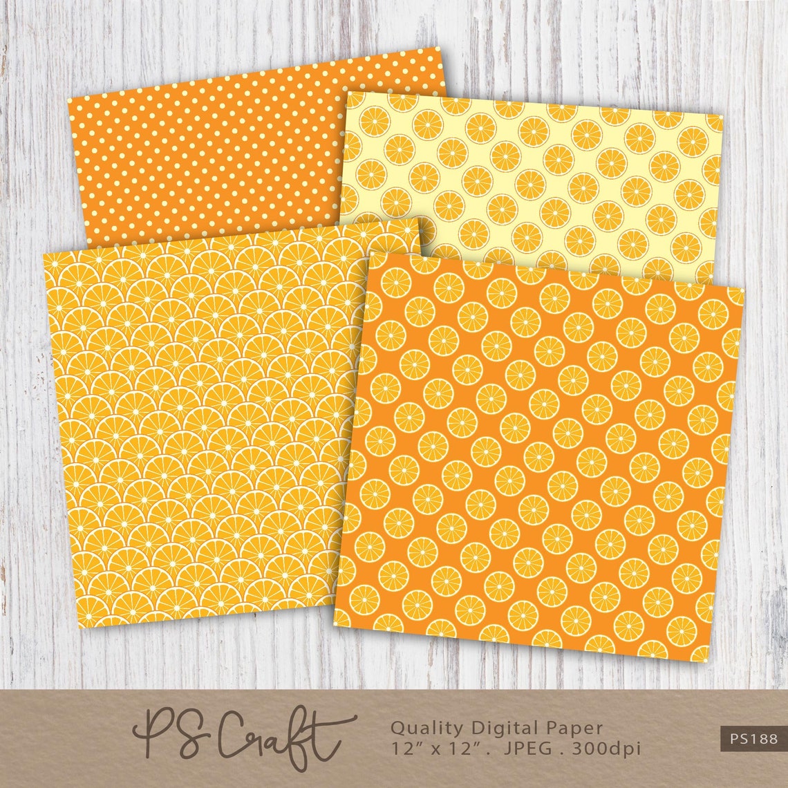 Orange Digital Paper SEAMLESS Summer Fruit Pattern Citrus | Etsy