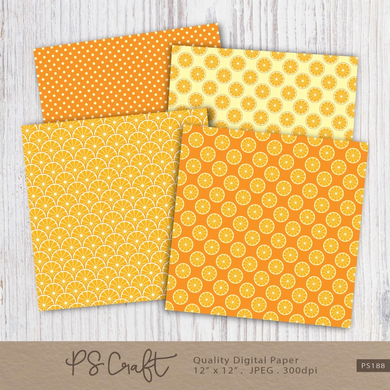 Orange Digital Paper SEAMLESS Summer Fruit Pattern Citrus | Etsy