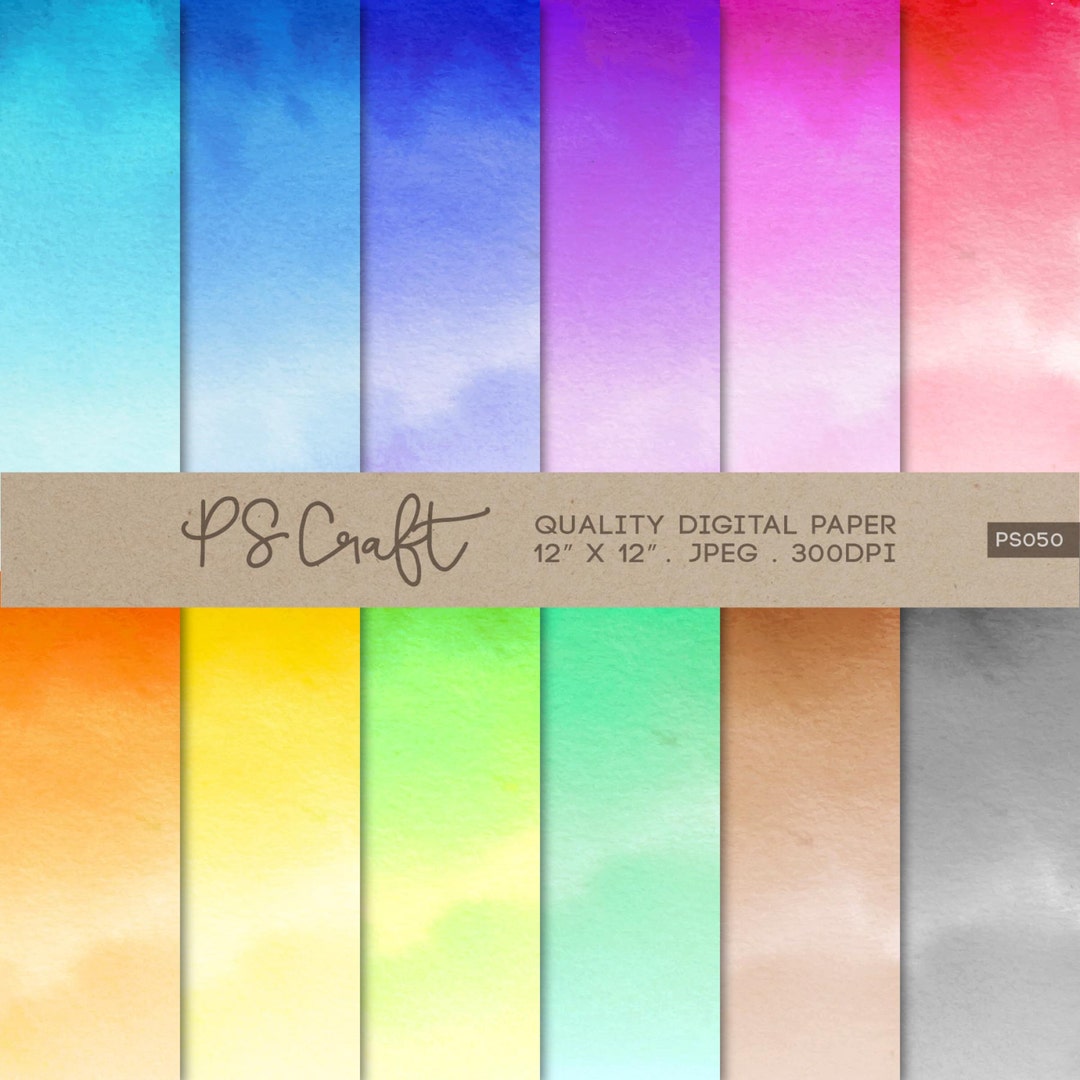 Watercolor Ombre Digital Paper, Dye Effect Backgrounds (digital ...