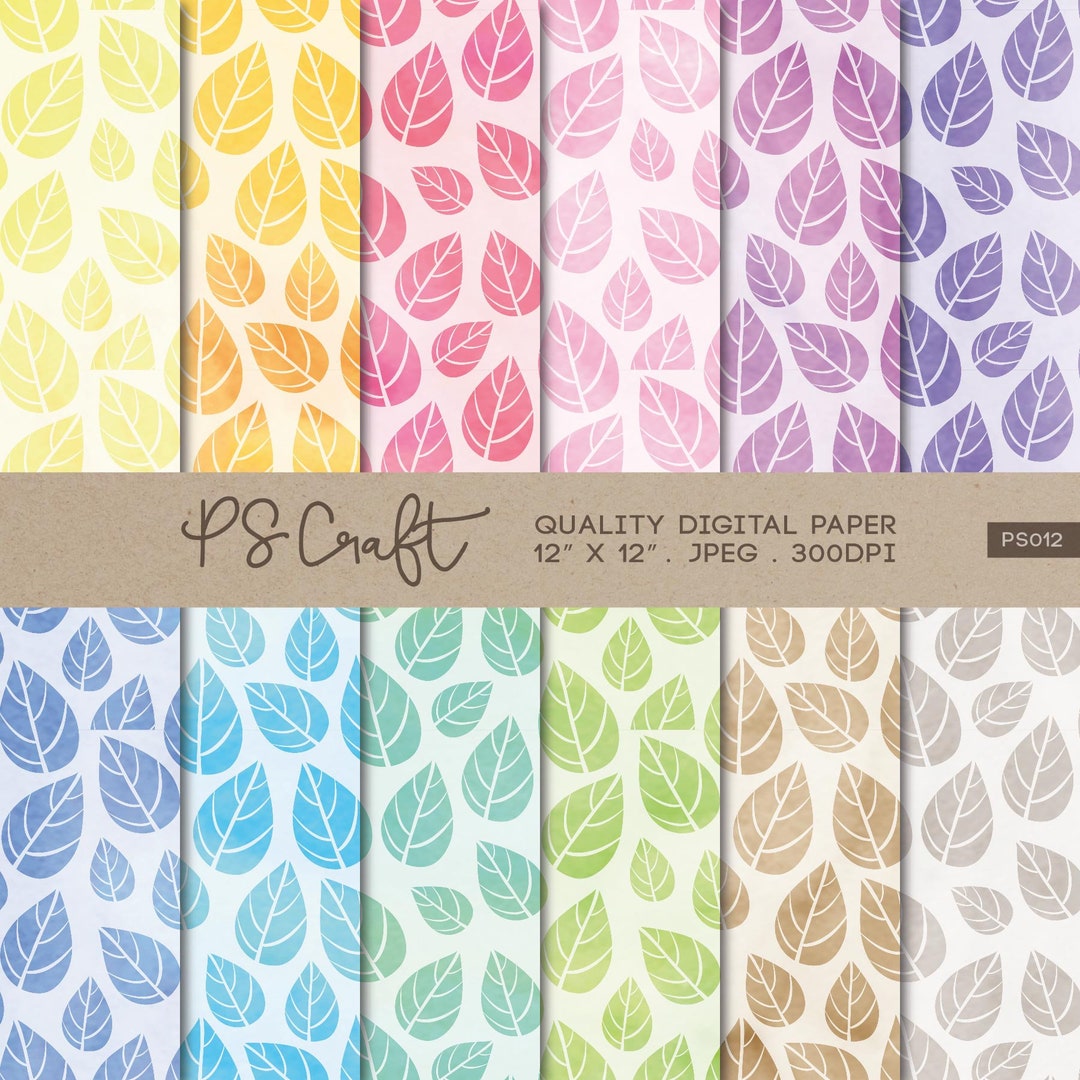 Watercolor Leaves Digital Papers, SEAMLESS Leaf Digital Paper, Leaves ...