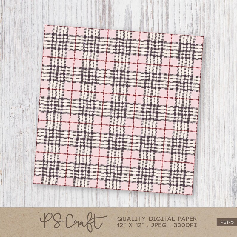Pink Tartan Plaid Digital Paper, Seamless Scrapbook Paper (instant ...