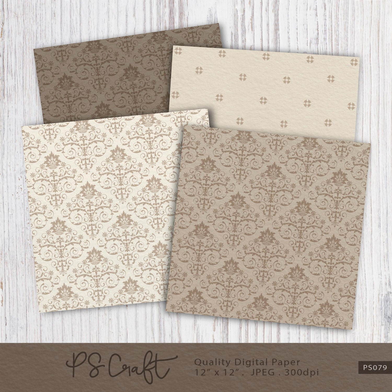 Damask Craft Paper Digital Papers Craft Paper Digital Paper - Etsy