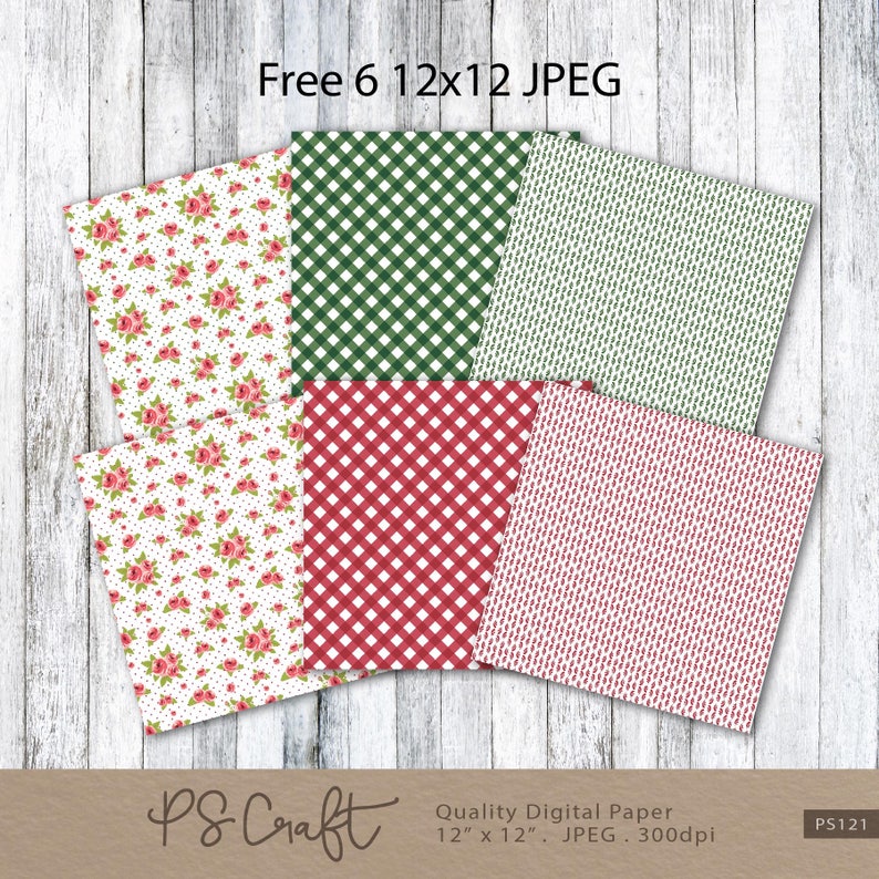 Shabby Chic Digital Paper SEAMLESS Red and Green Shabby Chic - Etsy