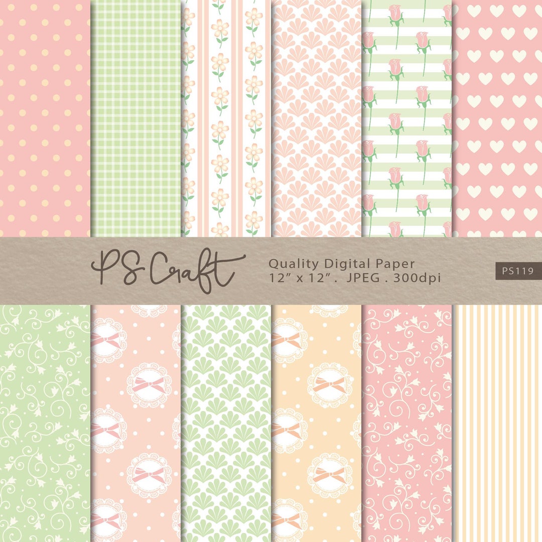 Pastel Chic Digital Paper, SEAMLESS Pastel Floral Digital Papers ...