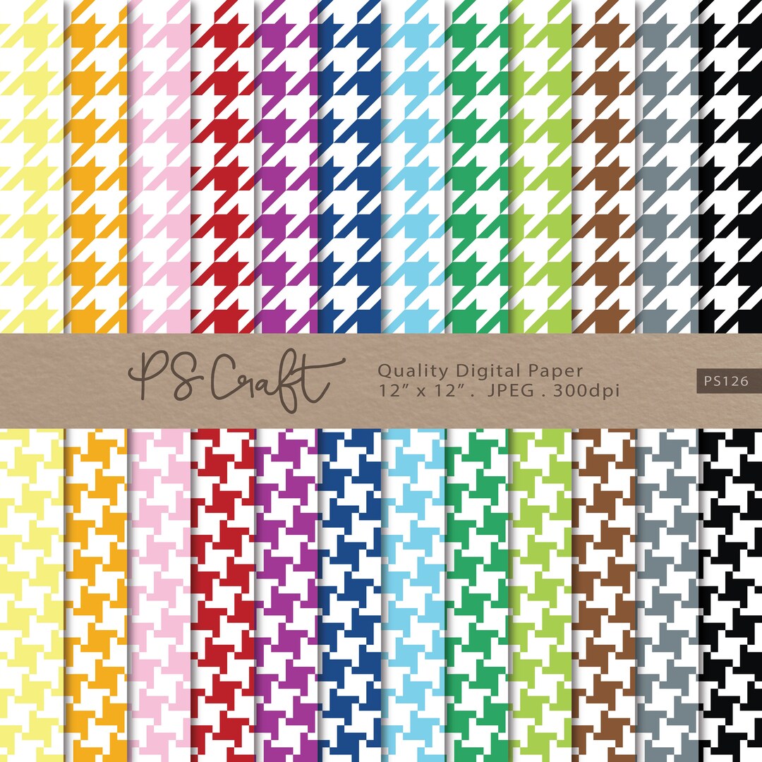 Houndstooth Digital Papers, SEAMLESS Houndstooth Digital Background ...