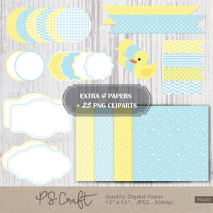 Rubber Duck Digital Paper, SEAMLESS Yellow and Blue Digital Papers With ...