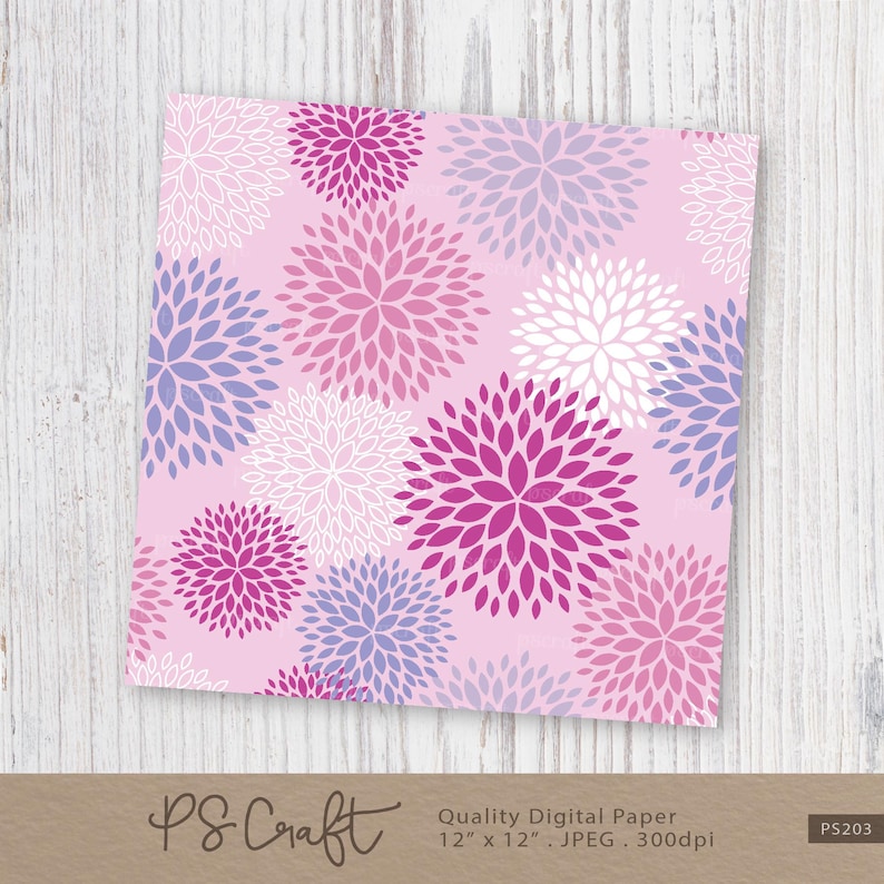 Dahlia Digital Paper Seamless Dahlia Papers Purple Floral | Etsy
