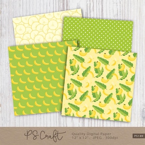 Banana Digital Paper, SEAMLESS Summer Fruit Pattern, Tropical Banana ...