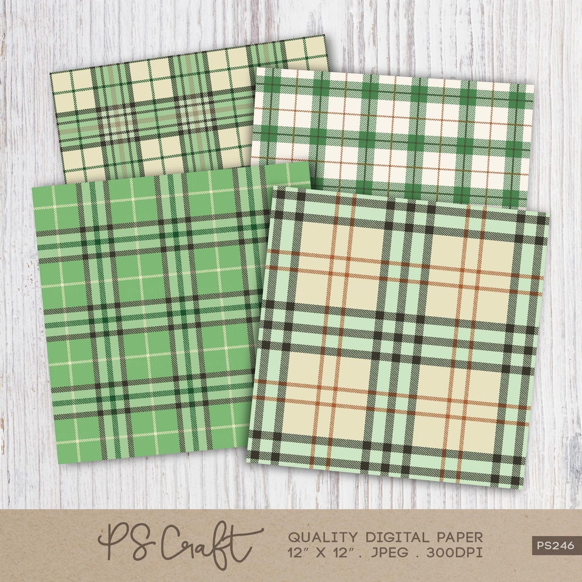 Green Tartan Digital Paper SEAMLESS Plaid Digital Paper - Etsy