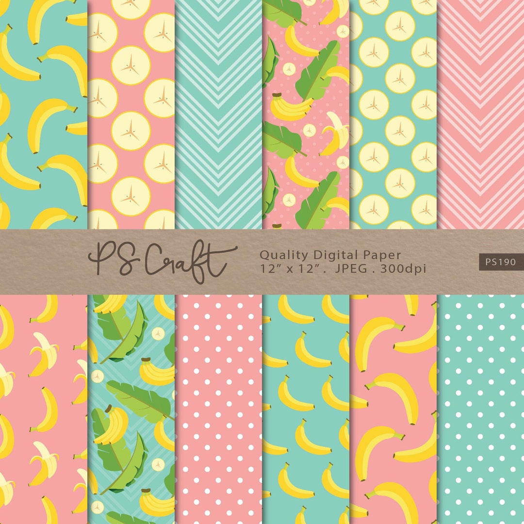 Banana Digital Paper, SEAMLESS Summer Fruit Pattern, Tropical Banana ...
