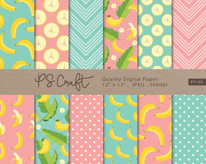 Banana Digital Paper SEAMLESS Summer Fruit Pattern Tropical - Etsy