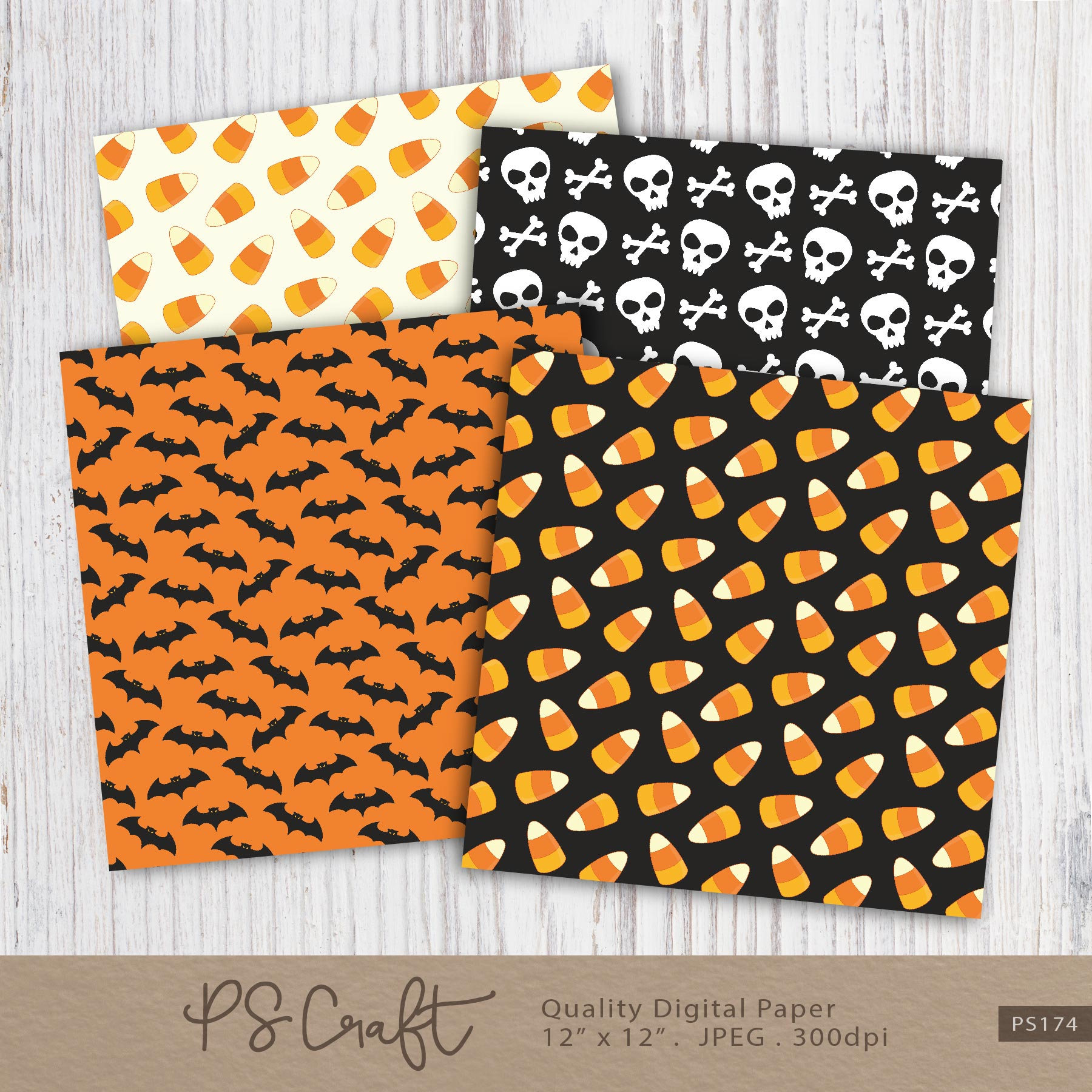 Halloween Digital Paper, SEAMLESS Halloween Digital Paper, Orange Black ...