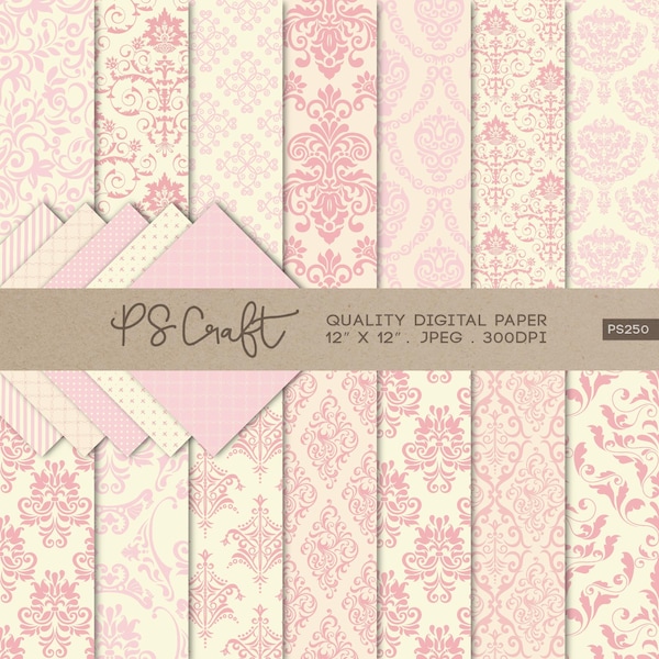 Damask Digital Paper - Etsy