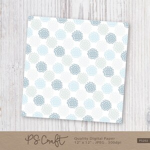 Dahlia Digital Paper, Seamless Dahlia Papers, Blue Floral Digital Paper ...