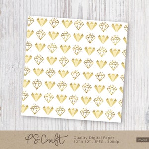 Gold Diamond Digital Paper, SEAMLESS Digital Paper, Gold Background ...
