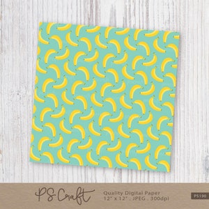 Banana Digital Paper, SEAMLESS Summer Fruit Pattern, Tropical Banana ...
