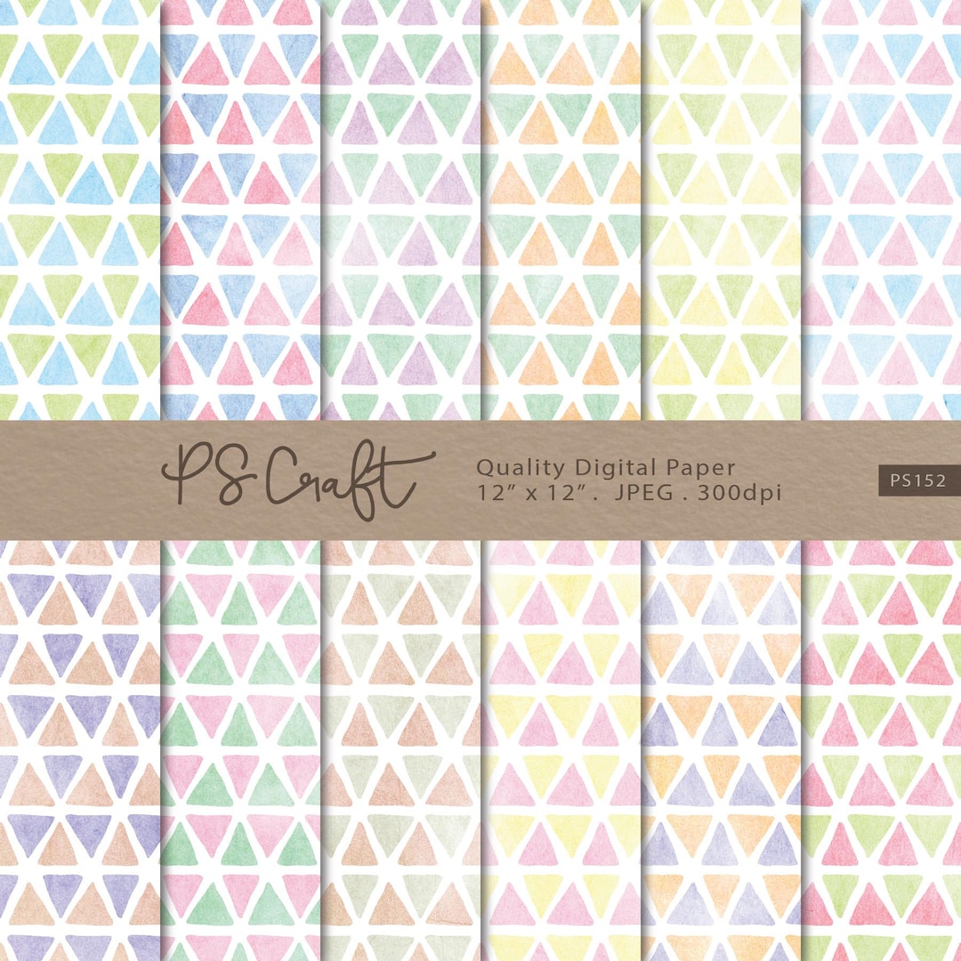 Watercolor Triangle Digital Papers, Triangle Background in Two Tone ...