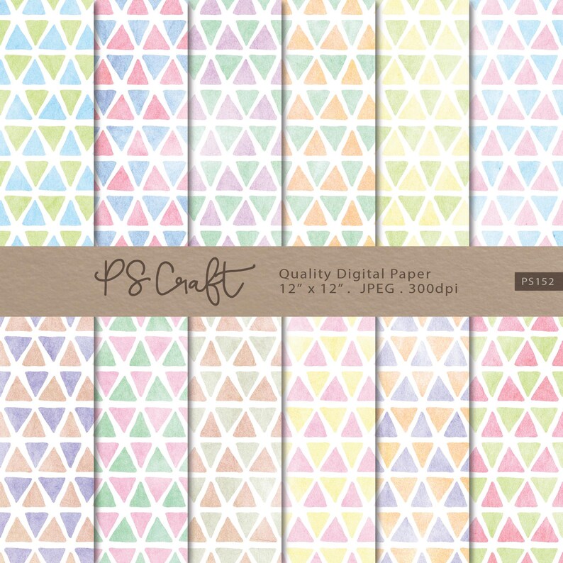 Watercolor Triangle Digital Papers Triangle Background in Two - Etsy