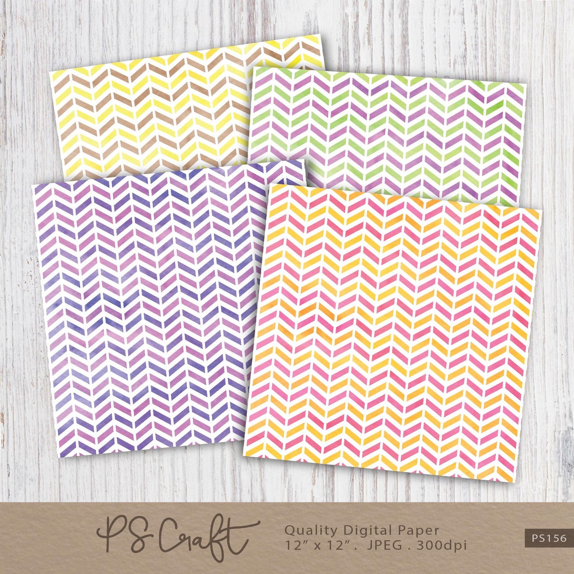 Two Color Watercolor Chevron Digital Papers Watercolor Zigzag - Etsy
