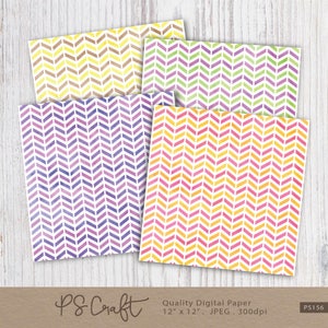 Two Color Watercolor Chevron Digital Papers, Watercolor Zigzag ...