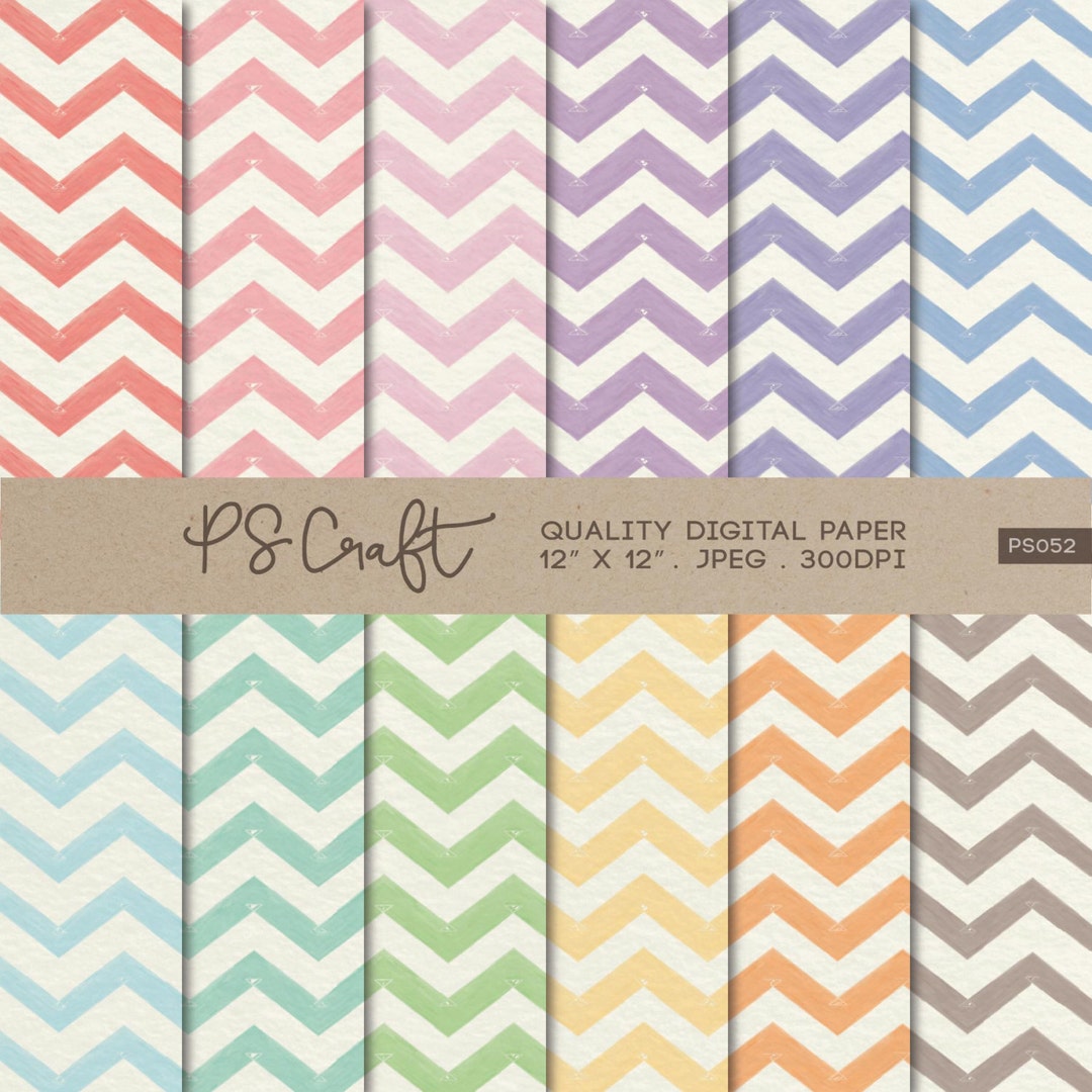 Chevron Watercolor Digital Papers, Watercolor Zigzag Background ...