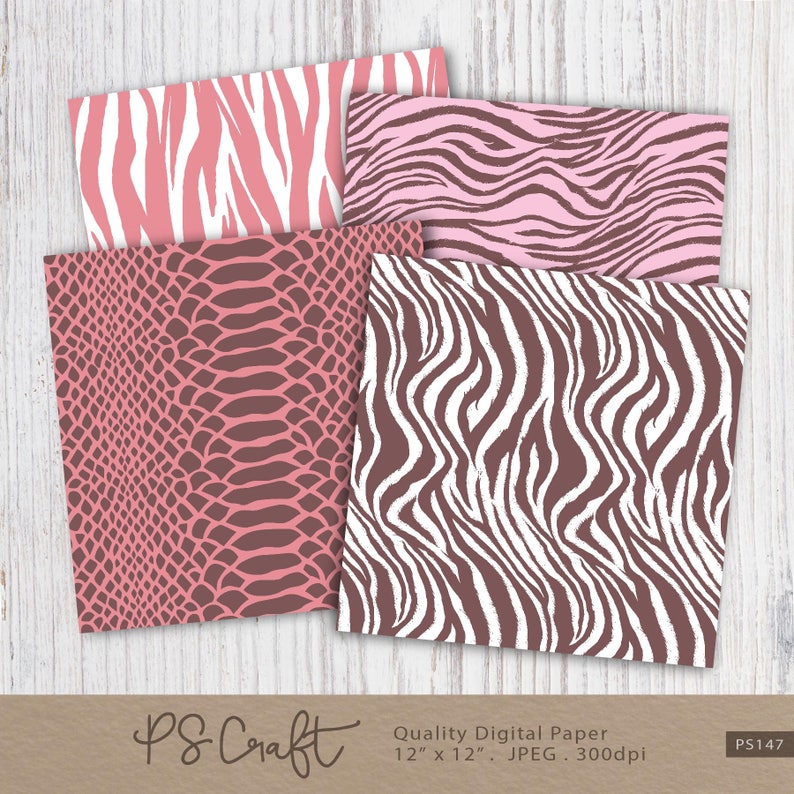 Pink Animal Print Digital Paper, Seamless Pink Safari Background, Zebra ...