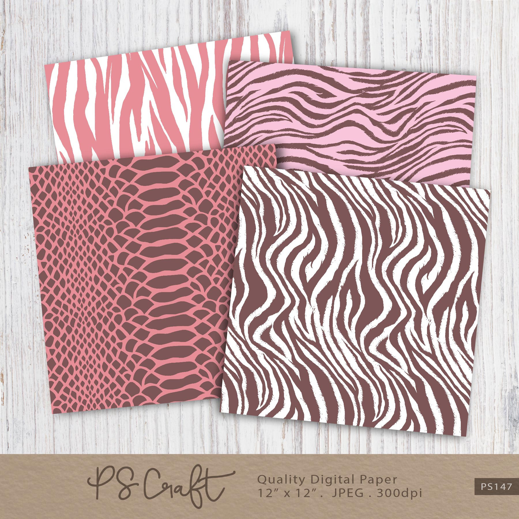 Pink Animal Print Digital Paper, Seamless Pink Safari Background, Zebra ...