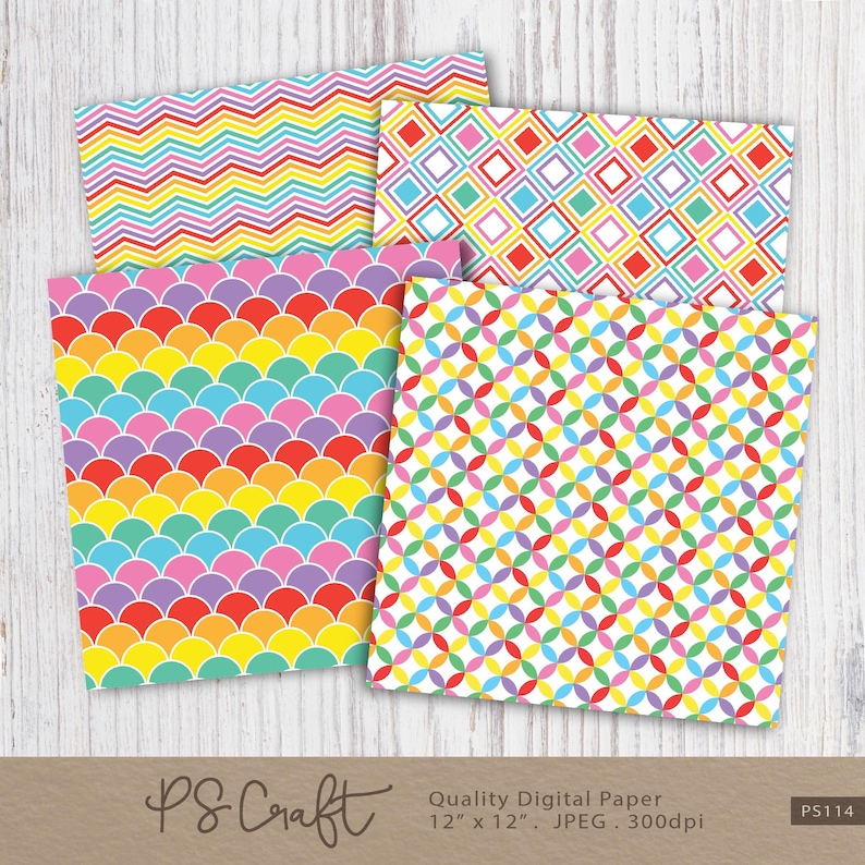 Rainbow Color Digital Papers, SEAMLESS Rainbow Digital Paper With ...